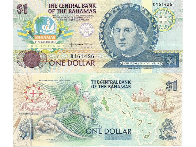 Bahamas 1 dollar 1992. UNC