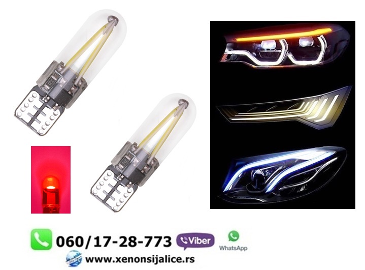 LED SIJALICE T10,W5W,UBODNE CRVENA BOJA SET 2 KOMADA