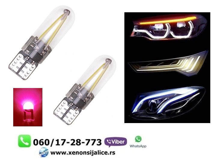 LED SIJALICE T10,W5W,UBODNE ROZE BOJA SET 2 KOMADA