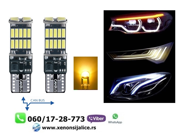 LED SIJALICE T10,W5W,UBODNE ZUTA BOJA SET 2 KOMADA KAN BUS