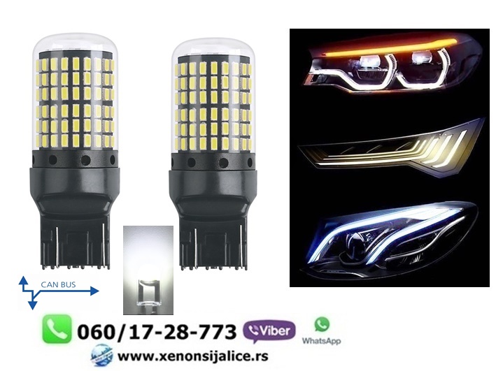 LED SIJALICE T20/7443/W21-5 BELA BOJA SET 2 KOMADA CAN BUS