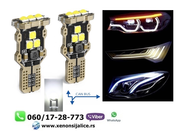 LED SIJALICE T15 BELA BOJA SET 2 KOMADA CAN BUS