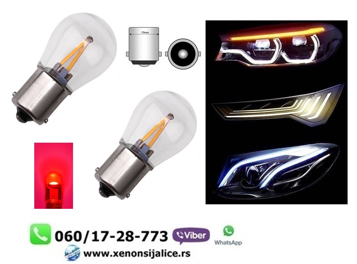 LED SIJALICE P21/1156/BA15S NA NAVRTANJE CRVENA BOJA SET 2 KOMADA