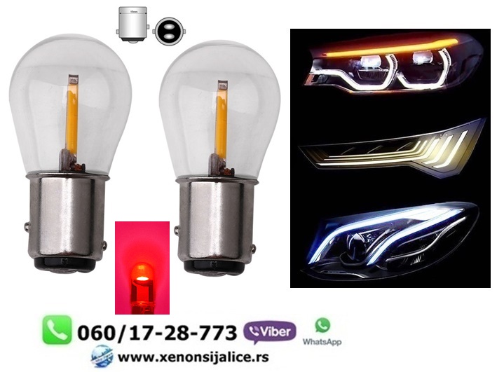 LED SIJALICE P21-5/1157/BA15D NA NAVRTANJE CRVENA BOJA SET 2 KOMADA