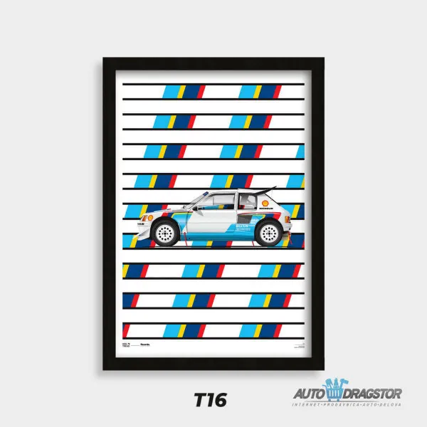 POSTER "PEUGEOT 205 T16 RALLY" 50x70CM