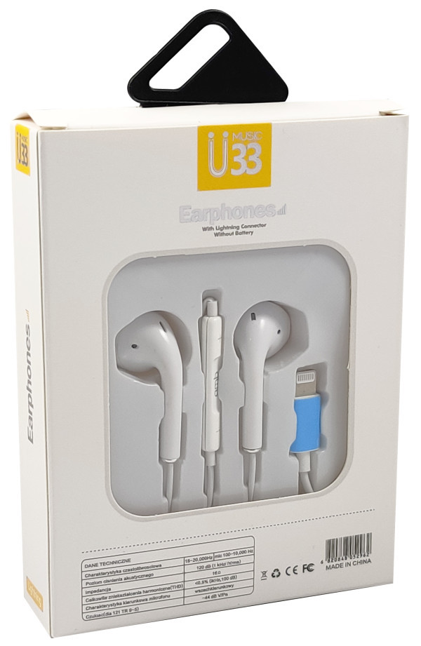 Slušalice žične s mikrofonom, Gembird BHP-U33, konektor iPhone 1xLightning 8-pin, bele