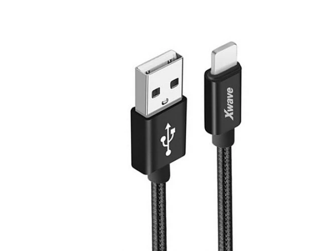 Xwave kabl za punjač USB A 2.0 (muški) na lightning (muški) 1.2m black upleteni