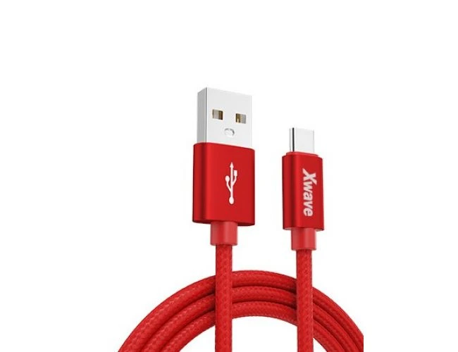 Xwave kabl za punjač USB A 3.0 (muški) na USB C 3.1 (muški) 1.2m crveni upleteni