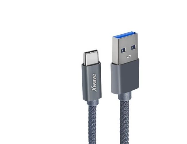 Xwave kabl za punjač USB A 3.0 (muški) na USB C 3.1 (muški) 2m tamno sivi upleten