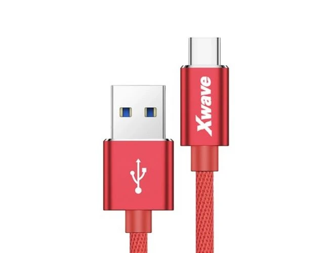 Xwave kabl za punjač USB A 3.0 (muški) na USB C 3.1 (muški) 2m crveni upleteni
