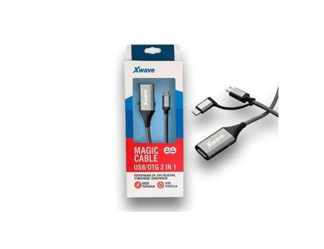 Xwave Magic kabl OTG (ženski) na USB A/lightning (muški) 1m crni