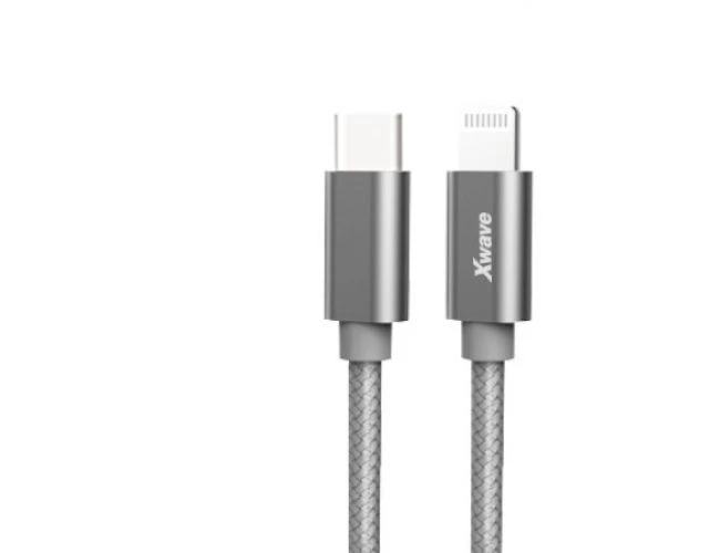 Xwave kabl za punjač USB C (muški) na lightning (muški) 2m tamno sivi upleteni