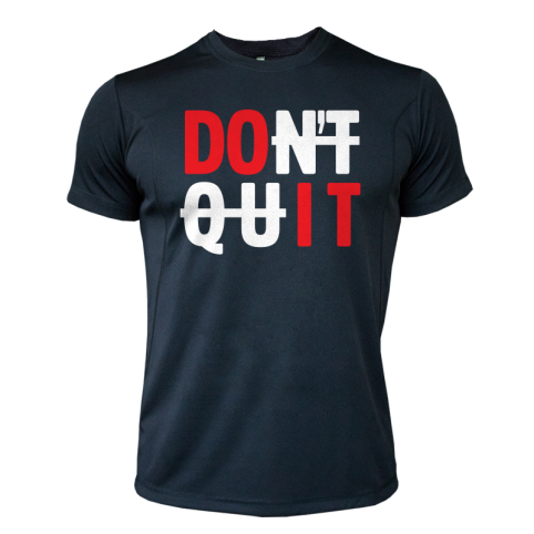 "Don't quit" - Full Fit crna sportska muška majica kratkih rukava (cs3734w)