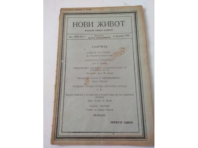 NOVI ŽIVOT, 9. januar 1926.