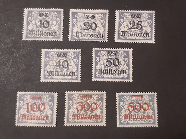Gdanjsk (Danzig) 1923. inflacija * Čista kompl serija