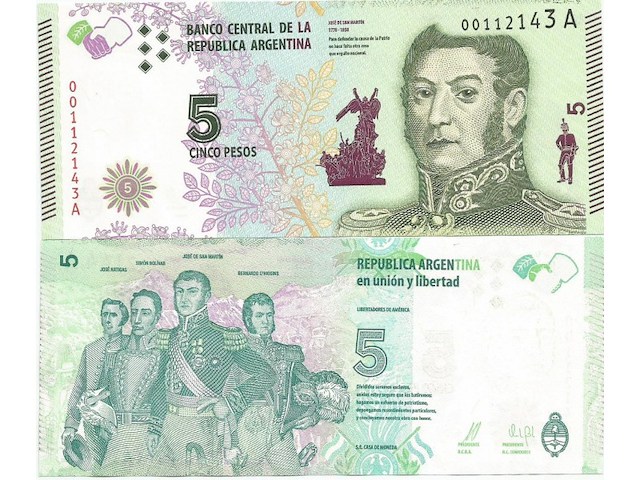Argentina 5 pesos 2015. UNC