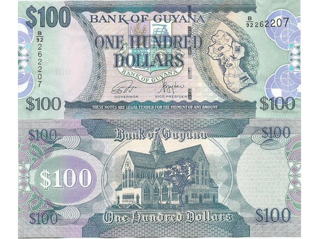 Guyana 100 dollars 2022. UNC