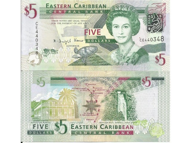 Istocni Karibi Eastern Caribbean 5 dollars 2008. UNC