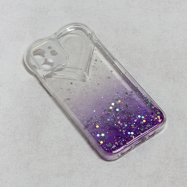 Maska(futrola) Heart Glitter za iPhone 12 6.1 ljubicasta