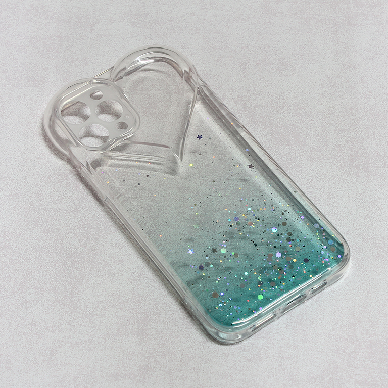 Maska(futrola) Heart Glitter za iPhone 12 Pro 6.1 mint