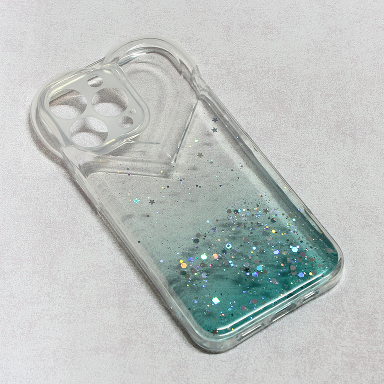 Maska(futrola) Heart Glitter za iPhone 13 Pro 6.1 mint