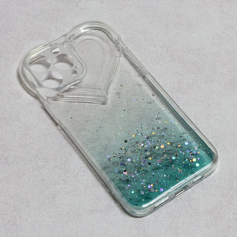 Maska(futrola) Heart Glitter za iPhone 13 Pro Max 6.7 mint