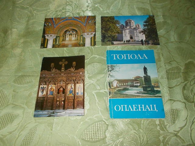 Topola i Oplenac - brosura + 3 starije razglednice