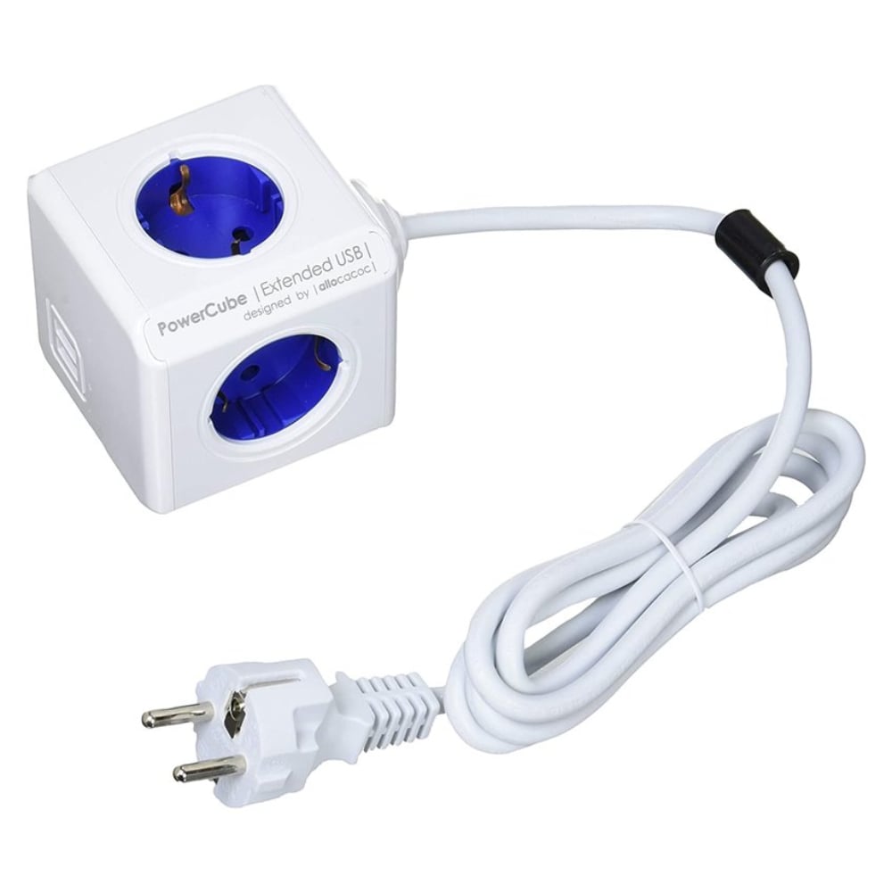 ALLOCACOC PowerCube Extended USB 4xSchuko + dual USB kabl duž.1.5m - 1402BL/DEEUPC