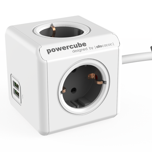 ALLOCACOC PowerCube Extended USB 4xSchuko + dual USB kabl duž.1.5m - 1402/DEEUPC