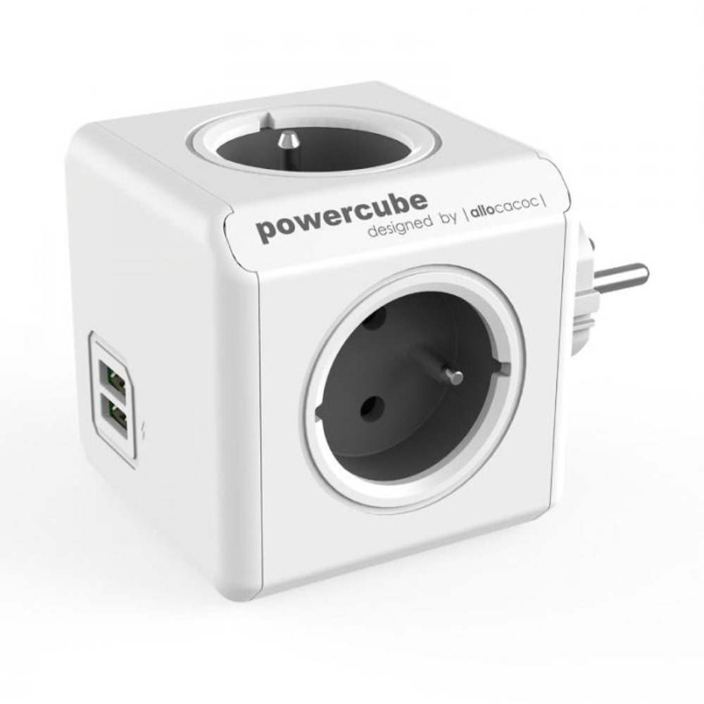 ALLOCACOC PowerCube Original USB 4xSchuko + dual USB - 1202GY/DEOUPC