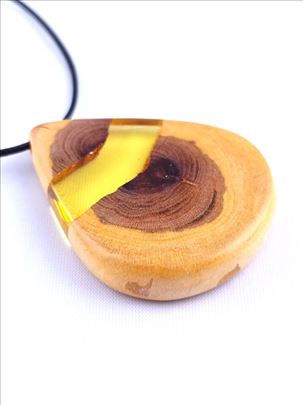 Ogrlica od drveta jasena i epoxy smole