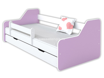Dečiji krevet sa dušekom, letvicama i fiokom 180x80 Dione, lila 7790