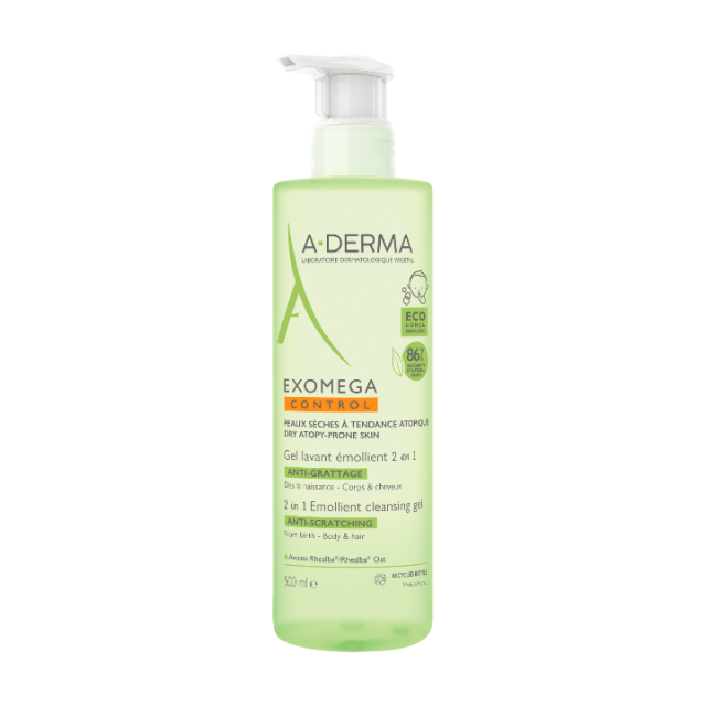 A-DERMA EXOMEGA CONTROL PENUŠAVI GEL ZA PRANJE 2U1 SA PUMPICOM 500ML