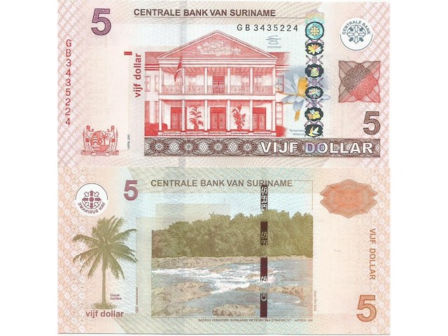 SURINAME Surinam 5 dollars 2012. UNC