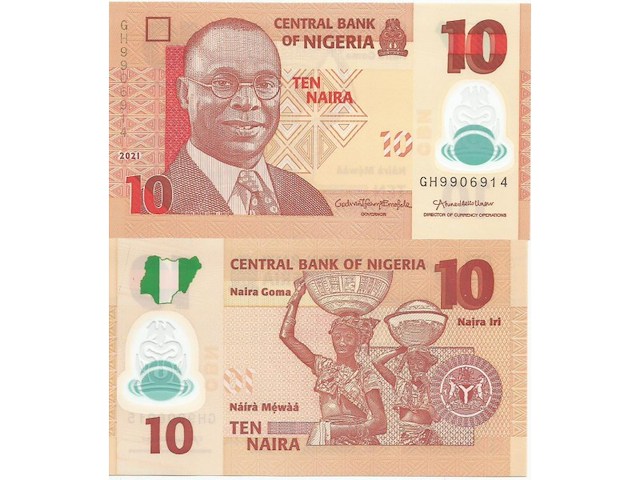 Nigeria 10 naira 2021. UNC Polimer