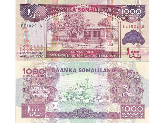 Somaliland 1000 shillings 2014. UNC