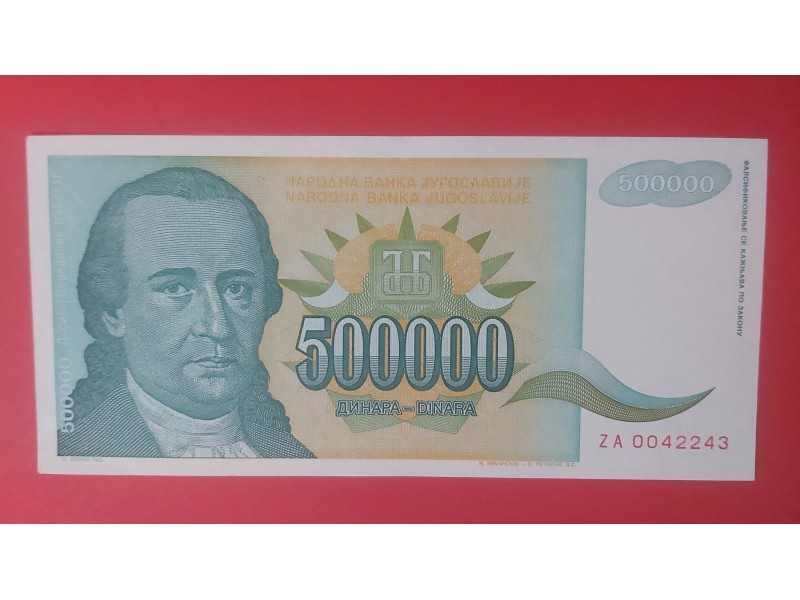 ZA 500.000 dinara 1993 god UNC