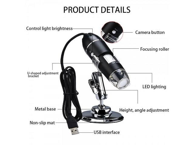 Digitalni USB MIKROSKOP sa uvelicanjem 50-1600X led sve