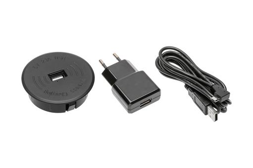 GTV Set bežični punjac sa USB, crni sa kablom za struju,(USB kabl 2m), AE-ZUSB-20