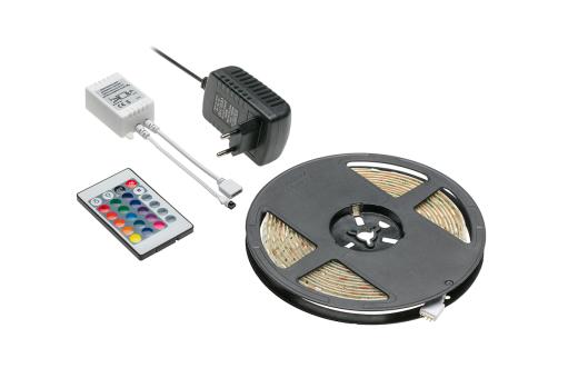 GTV komplet LED RGB 5m 150LED 7.2W / m, IR 24 pozicije, 12V24W napajanje, IP20 , LD-ZL5RGB150-00