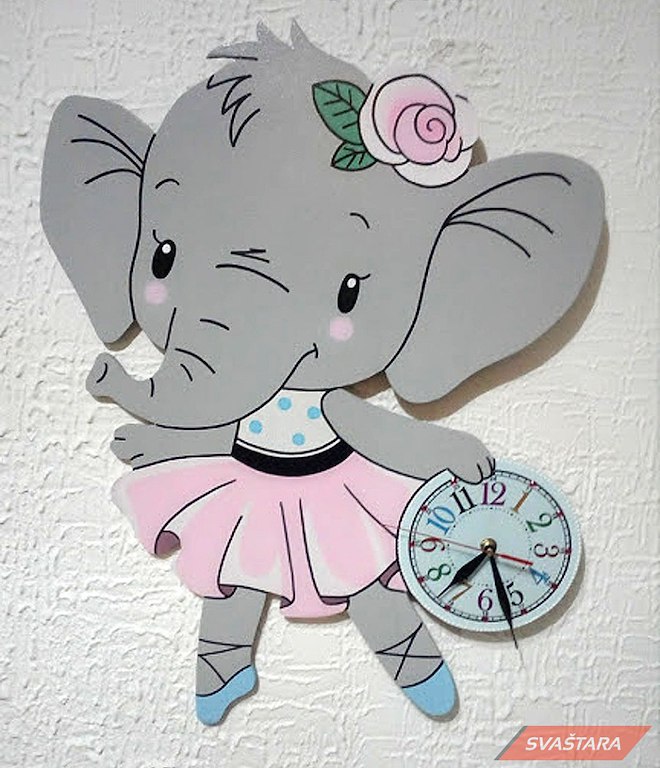 Balerina slon, zidni sat za decu