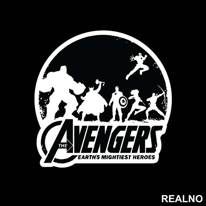 WHITE LOGO - EARTH'S MIGHTIEST HEROES - AVENGERS - NALEPNICA