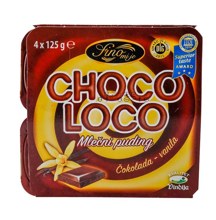 Fino mi je choco loco mlečni puding čokolada-vanila 4x125g 500g