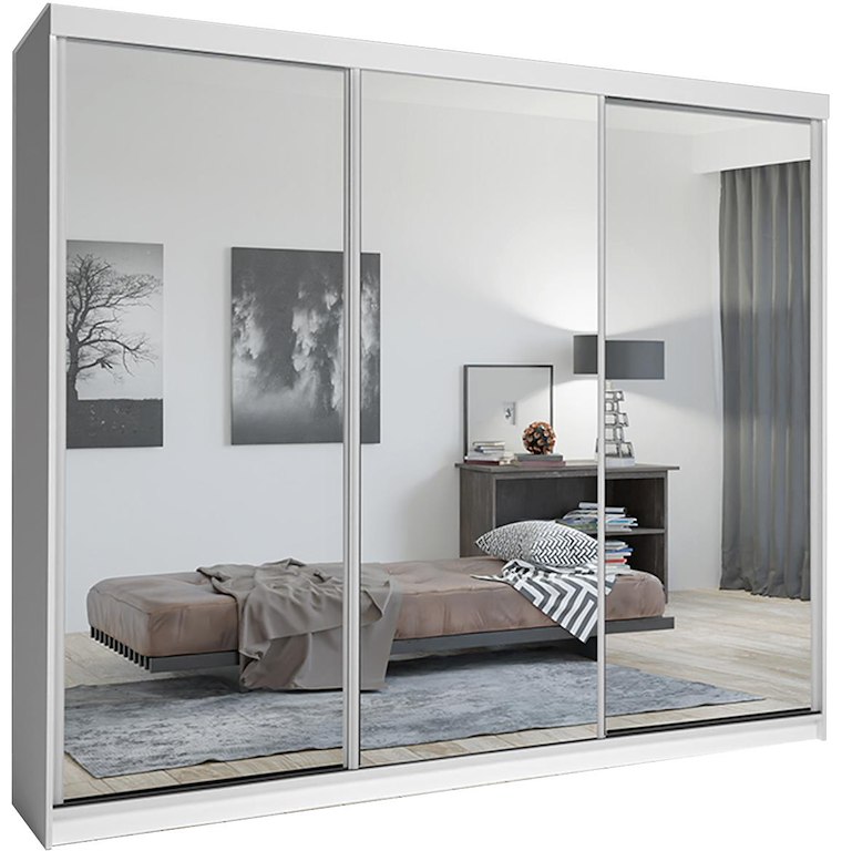 Lux ormar 3 vrata/ogledalo 250x62x216 sivi