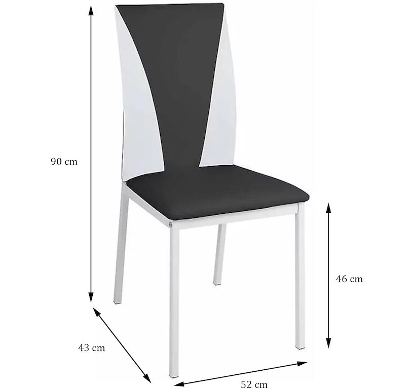 Stolica Sofia 52x43x90 bela/crna