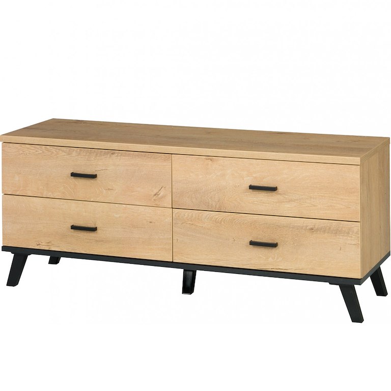John TV komoda 4 fioke 121x40x50 cm tamni hrast / crni
