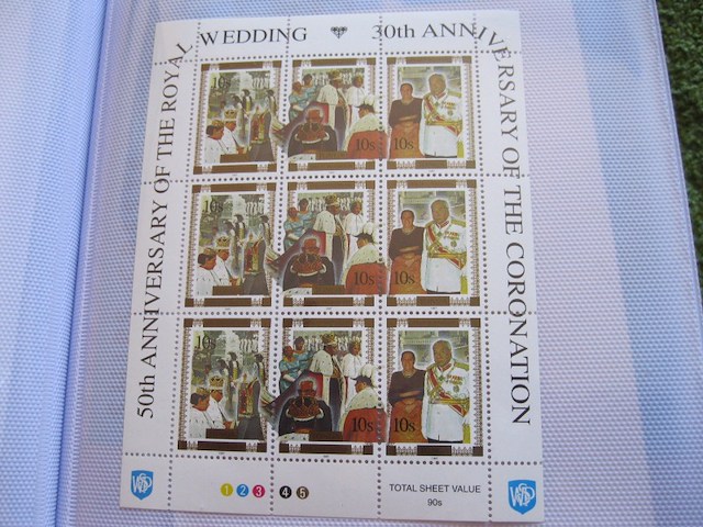 Blok MNH - tabačić, Tongo, 1997., 50. i 30. godišnjica