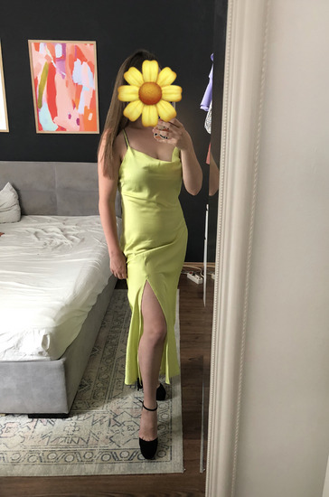 Lime zelena slip haljina