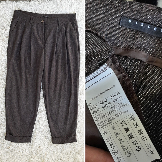 Sisley braon svetlucave pantalone XXL