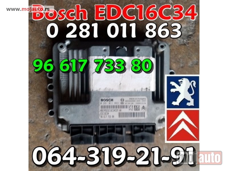 KOMPJUTER Bosch EDC16C34 Pežo 0 281 011 863 Peugeot Citroen 96 617 733 80